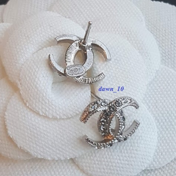 CHANEL | Jewelry | Chanel Cresent Moon Crystal Earrings Silver | Poshmark